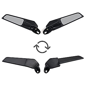 Motorcycle Rearview Mirrors, Adjustable Rotating Side Mirrors Fit for Honda Kawasaki Suzuki Yamaha Motorcycle Wing Mirror - Large