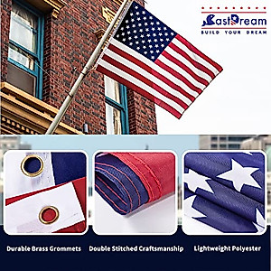 CASTDREAM American US Flag 3x5, 2 Pack Vibrant Color & Fade Resistant US Flags for Outside 3x5 ft Flags Double Stitched Long Lasting Polyester with Durable Brass Grommets USA Flag