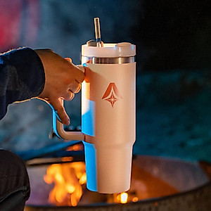 Pittman Outdoors 30oz. Hydration Tumbler with Comfort Soft Handle, Pink - Vacuum Insulated Travel Coffee and Drink Mug