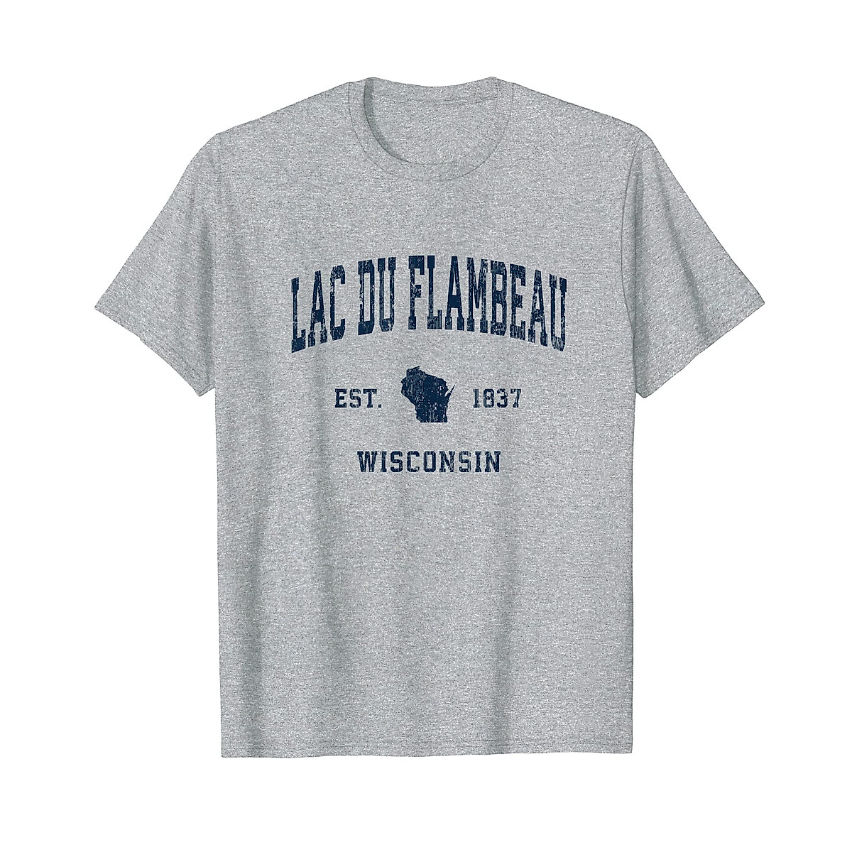 Lac du Flambeau Wisconsin WI Vintage Athletic Navy Sports De T-Shirt