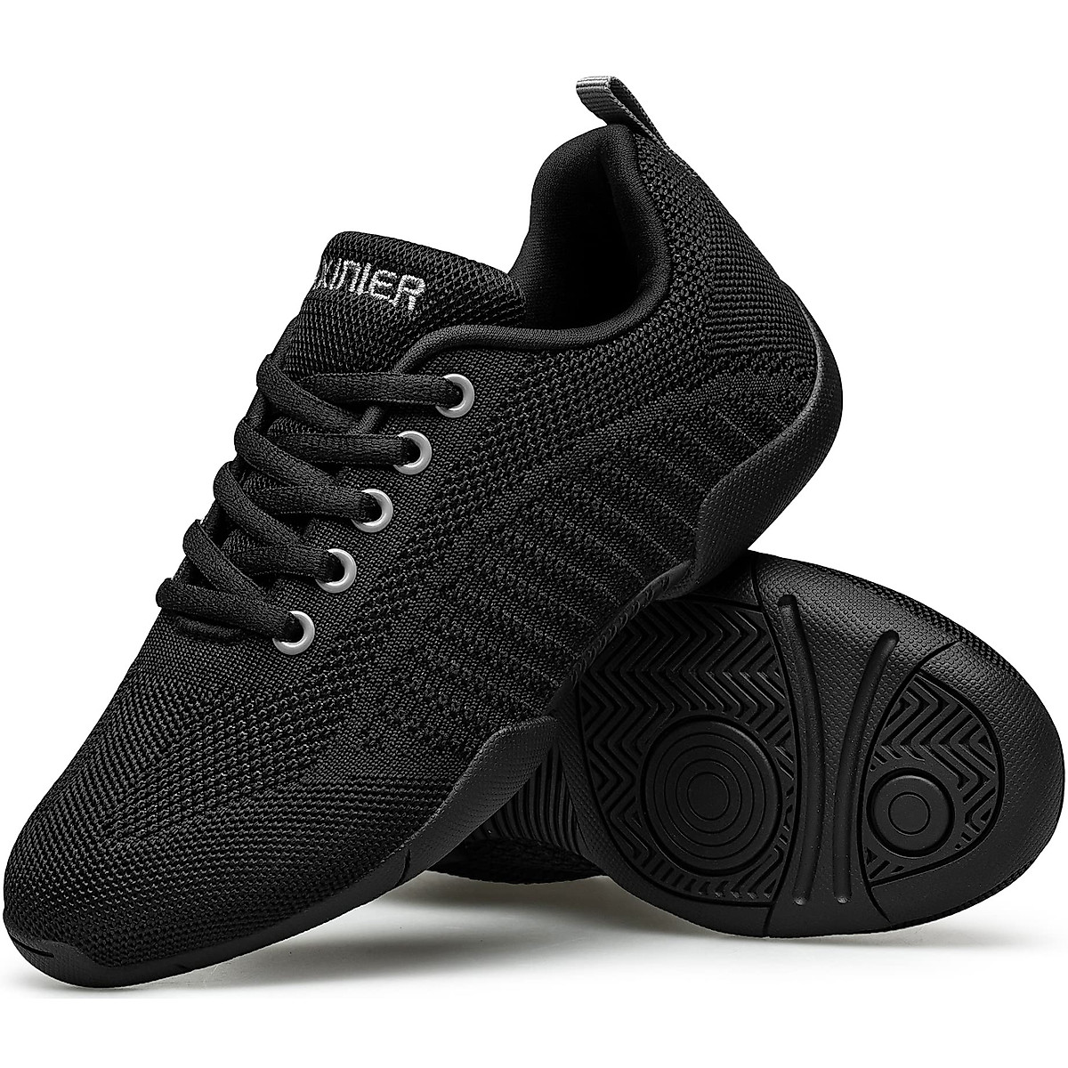 BAXINIER Girls Black Cheerleading Shoes Breathable Youth Cheer Competition Sneakers Athletic Training Dance Tennis Walking Shoes - Black 8 Women