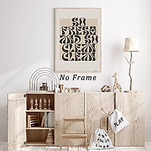 So Fresh and So Clean Clean Canvas Matisse Prints Modern Typography Wall Art Abstract Wall Art Prints Boho Paintings Black and Brown Abstract Wall Art Neutral Contemporary Wall Art 16x24inch Frameless