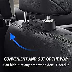 2 Pack of Upgraded 2 in 1 Car Seat Hooks 360 ° Rotation, with Cell Phone Holder, Hidden Seat Hooks, Can Hang Handbags, Purse, Toys, Groceries, Hook (2pcs-Silver)