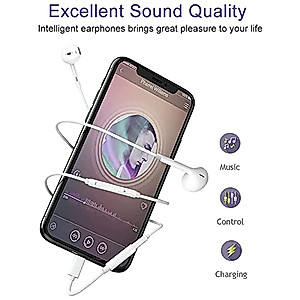 Apple Earbuds/Wired Earphones/iPhone Headphones/Lightning [Apple MFi Certified] Built-in Microphone & Volume Control Compatible with iPhone 7/8/X/11/12/13/14/Pro/Pro Max, Support All iOS System
