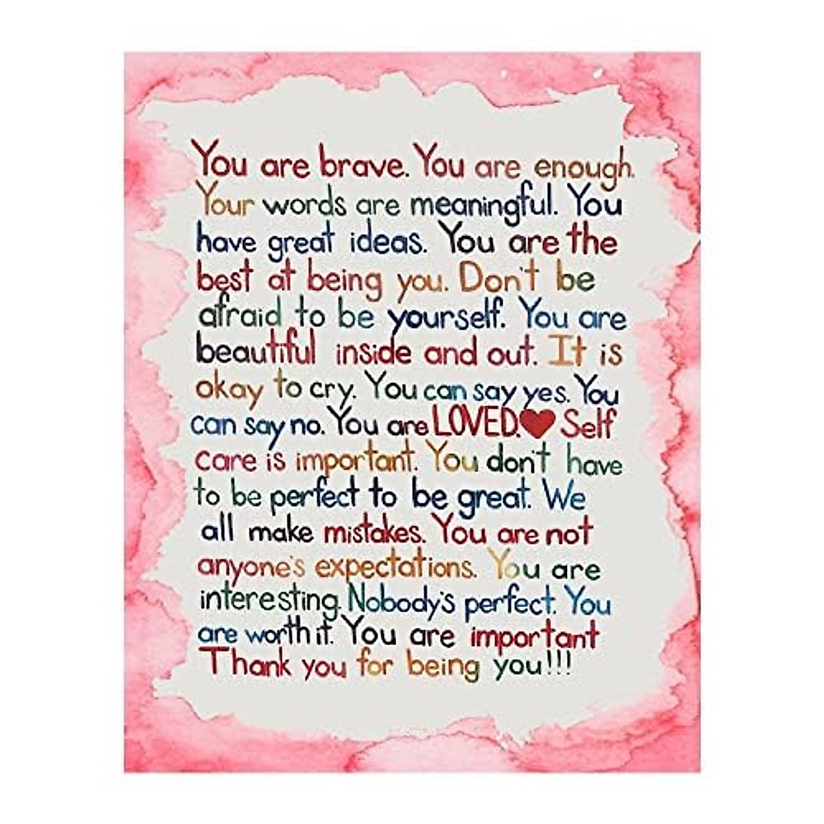 You Are Brave Inspirational Wall Art Print – Motivational Wall Decor for Home, Office, Bedroom, Classroom & School - Unframed 8x10" Poster Print Gift for Boys & Girls (Pink)