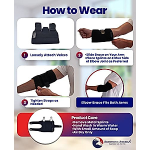 Elbow Splint Tendonitis Elbow Brace – Cubital Tunnel Brace for Sleeping - Tennis Elbow Support with Arm Compression Sleeve Elbow Immobilizer for Ulnar Nerve Brace Elbow Pain Men Women - Fits Most