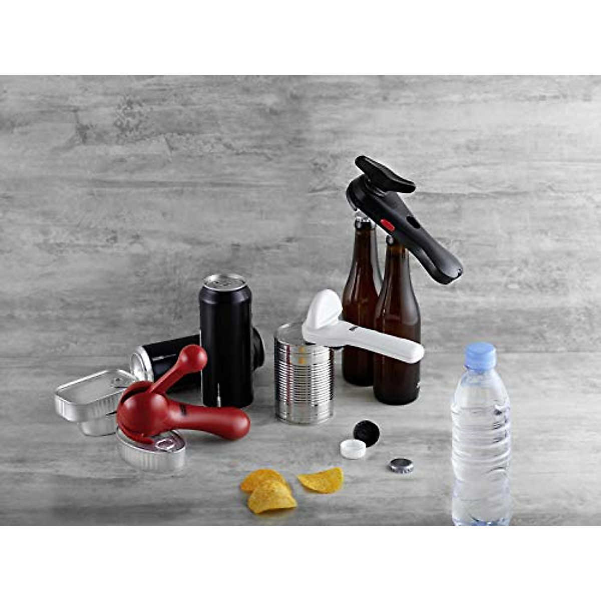 Kuhn Rikon Strain-Free Gripper Opener for Jars and Bottles, 8.75 x 4.25 x 2 inches, Red and Silver