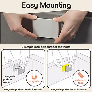 Magniche Magnetic Sponge Holder System -3-in-1 Kitchen Cleaning Combo- Magnetic Sponge Holder for Kitchen Sink, 4 Dual-Sided Dish Sponges & Scrubber, 1-Year Supply Sponges, Long-Lasting Dish Sponge