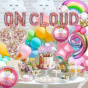 LaVenty On Cloud 9 ROSE GOLD Balloons Banner On Cloud Nine Birthday Party Decorations for 9 Year Old Girl 9th Birthday Party Invite Decorations