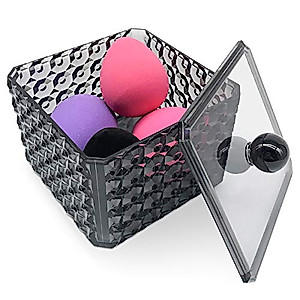 Jutoe Qtip Holder, Cotton Ball Holder, Qtip Cotton Swab Dispenser Holder, Clear Acrylic Cotton Pad Container,Holder for Cotton Swabs,Makeup Sponges,Hair Band - Brushed Nickel 1PCS