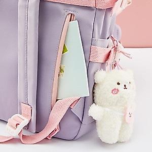 Kawaii Backpack For School Cute Aesthetic Kids Elementary Kindergarten With Kawaii Pin And Accessories Chains Mochilas Escolares Para Niñas Toddler Backpack For Girls, Purple