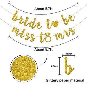 INNORU Bride to Be Miss to Mrs Banner, Bridal Shower Party Garland Bunting Bachelorette Party Decorations Supplies, Wedding Engagment Banner Gold Glitter