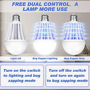 Qualirey Bug Zapper Light Bulb Bulk 2 in 1 Electronic Mosquito Killer Lamp LED Light for Fruit Flies Bug Fly Insect Mosquito Control, Suitable for Indoor Entryway Patio Doorway Corridor (12 Pcs)