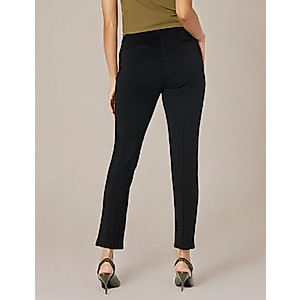 Rafaella Missy Slim Ponte Dress Pants For Women, Pull-On Waistband, 30.5” Inseam, Stretch, Comfort Fit, Flat Front (Sizes 4-16), Black, 14