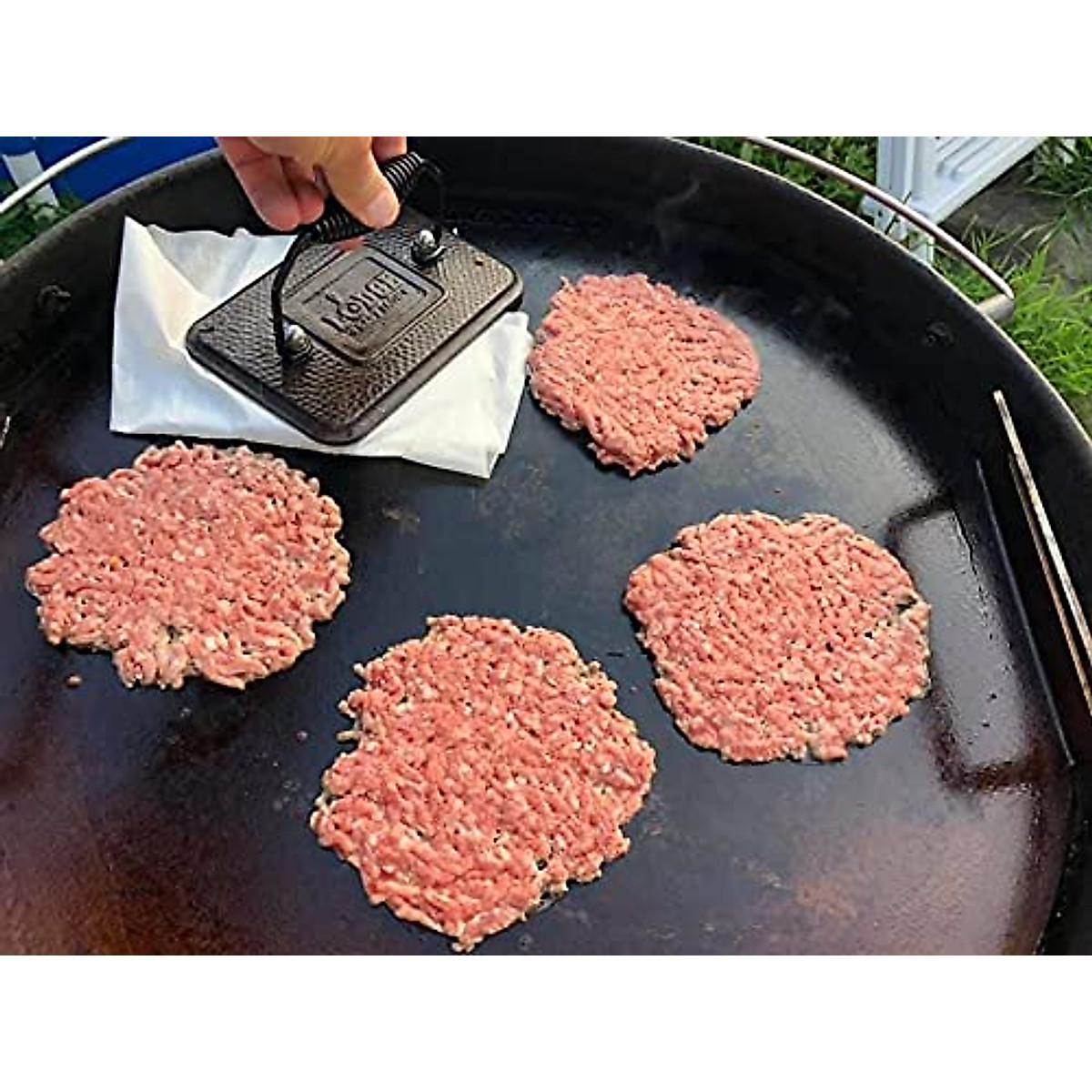 LavaLock Flat top Griddle Grate for UDS 55 Gallon Drum Smokers Grill Plate Also fits Weber Smokey Mountain WSM and Kettle Thick Steel with Handles