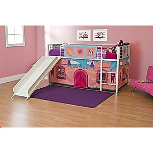 DHP Junior Twin Metal Loft Bed with Slide, Multifunctional Design, White with White Slide