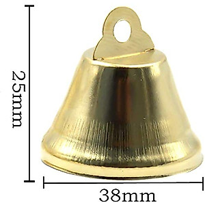 LONG TAO 50 Pcs Decorative Bells Craft Bells Jingle Bells Bridal Bells Decor Bells Ornaments Decoration Christmas Tree Pendants for Christmas Festival Decor DIY Craft (38mm, Gold)