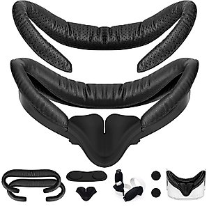 Gorliskl Facial Interface for Oculus Quest 2 ，Resilient VR Facial Vent Soft Interface Bracket &Anti-Leakage Light PU Leather Foam Face Cover Replacement Pad（Widened Version） Upgrade Accessories