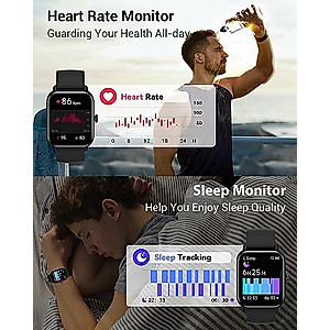 Yoever Smart Watches for Men with Alexa, 1.8'' Bluetooth Call Fitness Tracker Watch, Heart Rate Sleep Monitor Step Counter, Sports Workout Activity Trackers for Christmas Birthday Gifts Men Dad Father