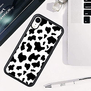 KANGHAR iPhone XR Case Tire Cow Print Cute Black White + Screen Protector Slim Anti-Scratch Shockproof Skid Outline Durable PC Layer TPU Bumper Full Body Protection Cover -6.1 Inch