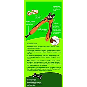 GoPets Pet Nail Clipper for Large Dogs and Cats with Nail File and Quick Sensor Safety Guard, Orange / Black