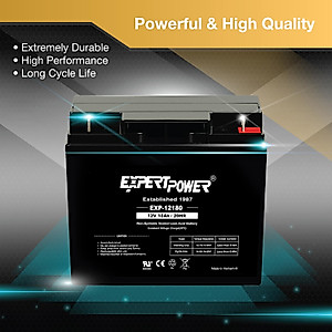 ExpertPower 12 Volt 18 Ah Rechargeable Battery With Nuts & Bolts Included || EXP12180