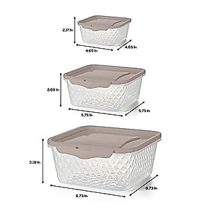 Plasvale Food Storage Plastic Containers Set of Crystal Line - 6 Pieces - Microwave, Freezer and Dishwasher Safe - BPA Free (Brown)