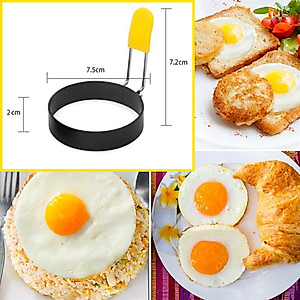 Egg Ring for Frying Eggs and English Muffin - Round Egg Shaper Mold with Anti-scald Handle - Stainless Steel Non-stick Egg Cooker Ring - 2 Pack