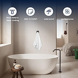 ZDFRBJGㅤㅤㅤㅤ Adhesive Wall Hooks Premium Stainless Steel Waterproof Bathroom Hook Shower Strong Metal Adhesive Hooks, Towel Hook Kitchen Utensils Office Home Matte Black (6 Pcs Set) 1