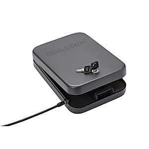 SnapSafe Portable Lock Box for Guns and Valuables – Includes Lock Box, 2 Keys and Patented Security Cable – An Ideal Car Gun Safe – Large, Black, 9.5 x 6.5 x 1.75 Inches