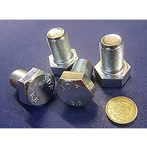 Class 8.8 Zinc Plated Steel Hex Head Bolts FT M20 x 1.5 mm x 30 mm Long 4 pcs., Silver