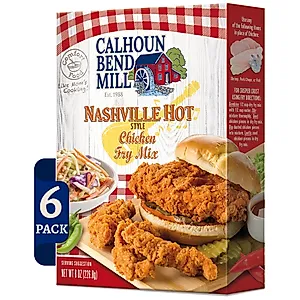 Calhoun Bend Mill Nashville Hot Style Crispy Fry Mix | Spicy Southern Seasoning for Perfect Hot Chicken Tenders and Sandwiches | Fiery Flavor | Ideal for Air Fryer or Deep Fryer - 8 Oz (Pack of 6)