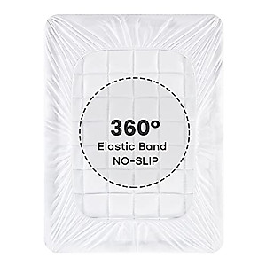 SONIVE Quilted Mattress Pad Soft Fluffy Pillow Top Mattress Cover Down Alternative Fill Topper Streches up to 21 Inches Deep Pocket (White, Twin)