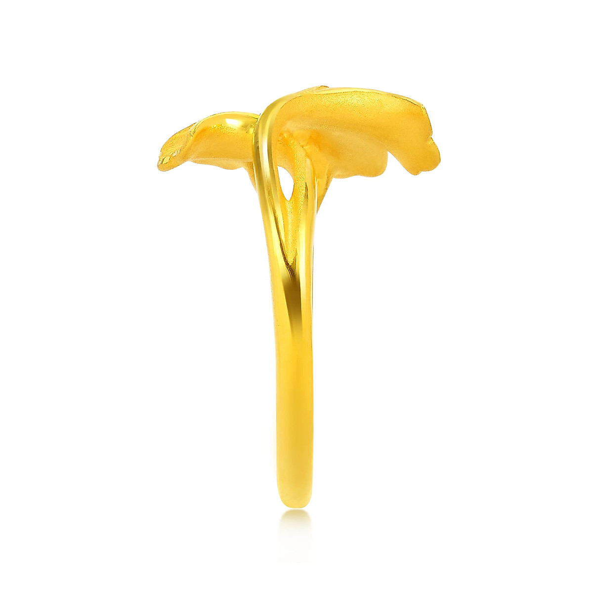 CHOW SANG SANG 999.9 24K Solid Gold Price-by-Weight 4.64g Gold Ginkgo Leaves Ring for Women and Wedding Occasion 89883R | Size: 13