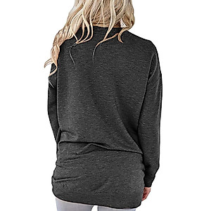 ZILIN Womens Tops Fall Long Sleeve Shirts Loose Fit Tunic Tops Sweatshirt with Pockets Grey XXL