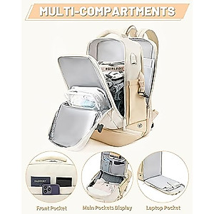 ZOMFELT Travel Backpack for Women, Flight Approved Carry on Backpack with Shoes Compartment & Wet Pocket, Water Resistant 17inch Laptop Bag with USB Charging Port for College Weekender Hiking Trip