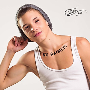 FashionTats No Ragrets Temporary Tattoos (2-Pack) | Skin Safe | MADE IN THE USA | Removable