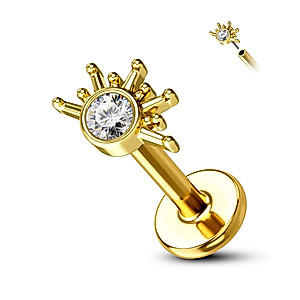 COCHARM 14K Solid Gold Sun Tragus Earring Studs 16g Flat Back Tragus Piercing Threadless Posh in Helix Stud 14K Solid Gold Helix Earrings Gold Helix Piercing Jewelry