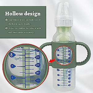 4 Pack Bottle Handles Compatible with Dr Brown Narrow Baby Bottles and Wide-Neck Bottles Non-Slip Easy Grip Handles - BPA-Free Food Grade Silicone Dishwasher Safe - Milk White, Green, Pink, Blue