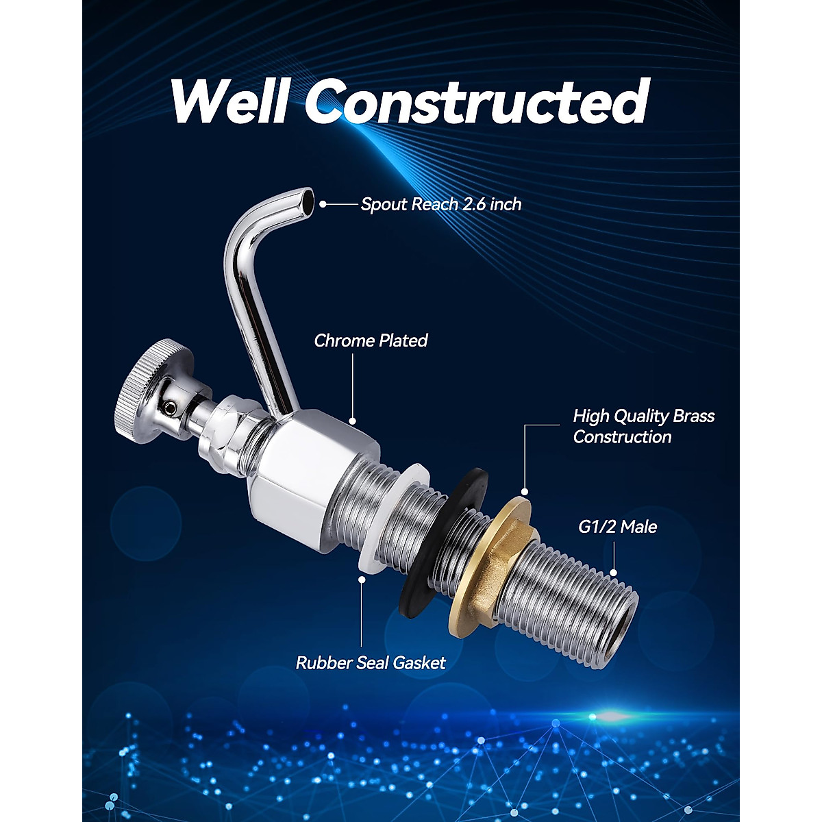 Dipper Well Faucet, iVIGA Coffee Shop Bar Counter Sink Faucet, Brass Commercial Food Washing Tool for Washing Coffee Ice Cream Spoon Utensils Accessory Kitchen Equipment, with Quick Connector