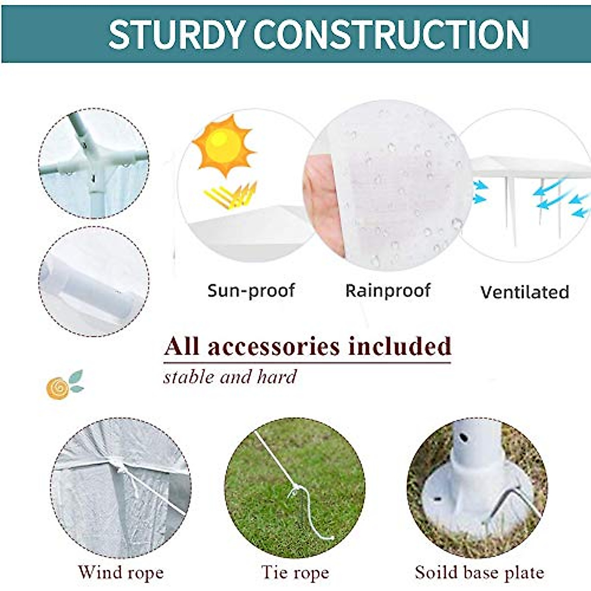 Heavy Duty Canopy Event Tent-10'x30' Outdoor White Gazebo Party Wedding Tent, Sturdy Steel Frame Shelter w/8 Removable Sidewalls Waterproof Sun Snow Rain Shelter Tent (10' x 30' with 8 sidewalls)