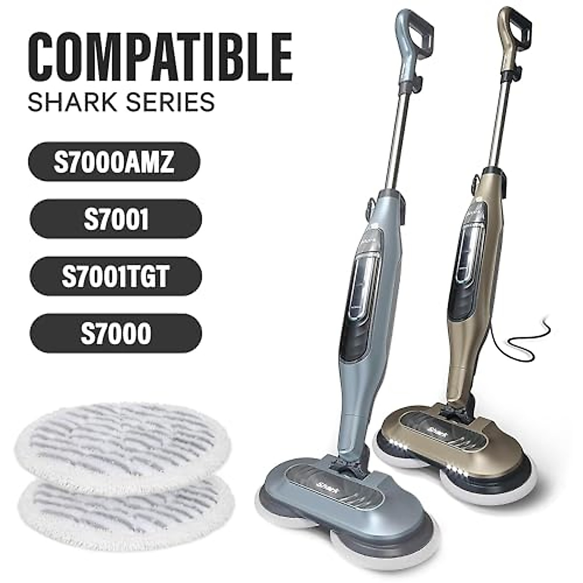 GearHill Shark Steam Mop Replacement Pads, 6 Pack Gray Microfiber Pads for Shark S7001, S7000, S7201, S7001tgt, S7000amz and S7201 Series, Suitable for Hard Floors