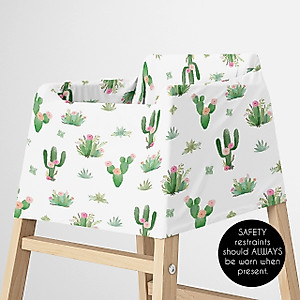 Sweet Jojo Designs Cactus Floral Girl Infant Baby Car Seat Cover Nursing Breastfeeding Shopping Cart Stroller Canopy - Pink and Green Boho Bohemian Watercolor Shabby Chic Desert