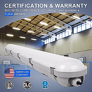 4FT LED Vapor Tight Lights, 40W/50W/60W Selectable 5200LM Vapor Proof Light 3000K/4000K/5000K Tunable, Indoor Waterproof Workshop Light, IP66 DLC ETL Approved for Cold Room, Car Wash (6Pack)