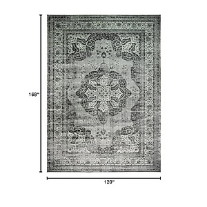 SAFAVIEH Vintage Collection Area Rug - 10' x 14', Grey & Multi, Oriental Traditional Distressed Viscose Design, Ideal for High Traffic Areas in Living Room, Bedroom (VTG158-770)