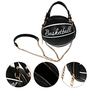 VALICLUD Shoulder Purse Round Basketball Shaped Bag PU Leather Round Handbag Shoulder BagsFashion Cow Crossbody Bag Fashion Winter Messenger Tote Bag for Women Girls (Black) Novelty Shaped Purse