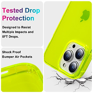 NYCPrimeTech Neon Green Case w/Bumper Edge for iPhone 14 Pro Max 6.7 Inch/Slim & Soft Transparent TPU Phone Case/Cute Flexible & Stylish Protective Cover (Volt Green)