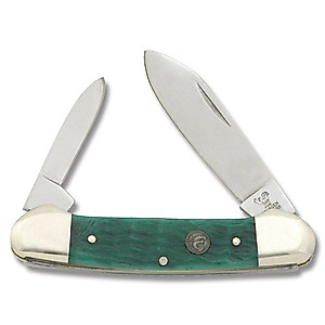 HEN & ROOSTER AND Green Picked Bone Canoe Pocket Knife Knives