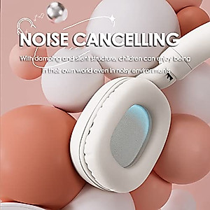 Kids Bluetooth Headphones Wired with Microphone for School - Wireless Boy Girls Noise Cancelling Over Ear Bluetooth Headphones Foldable Children Headsets for iPad Kindle Airplane Travel Tablet Pink