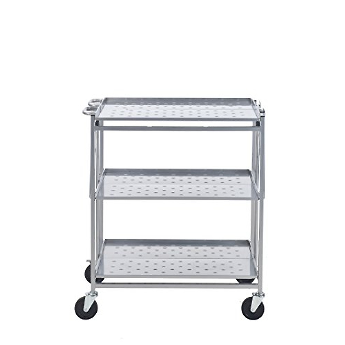 Master Grade 3 Tier Rolling Carts with Wheels, Thick Steel Utility Cart on Wheels, Storage Cart on Wheels (Grey)